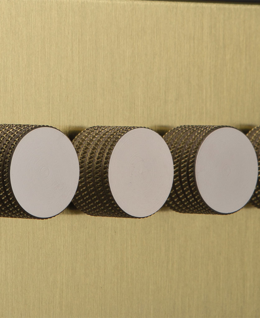 4 Gang Dimmer Switch Gold with Black, Gold, White or Silver Knobs