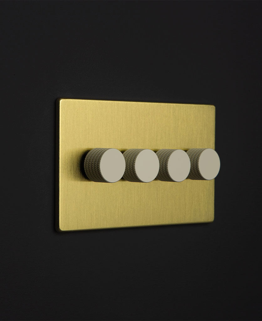 4 Gang Dimmer Switch Gold with Black, Gold, White or Silver Knobs