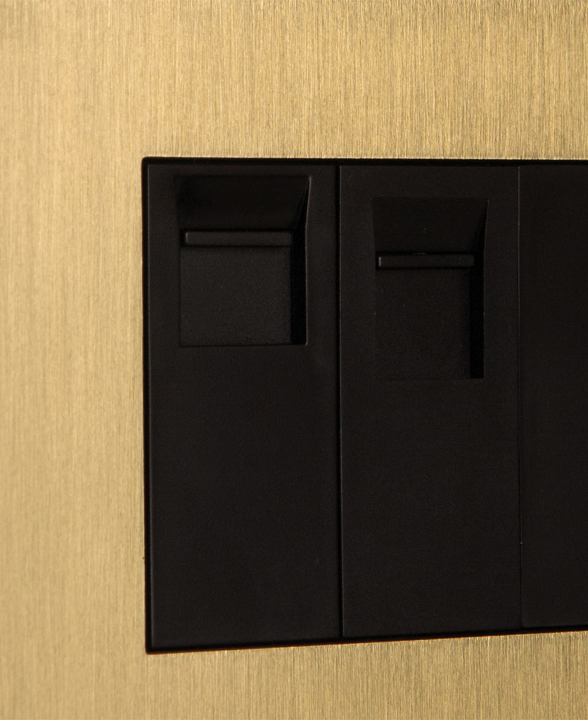 Gold Double Data Port Socket with Black or White Inserts