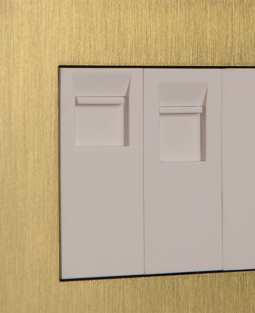 Gold Quad Data Port Socket with Black or White Inserts