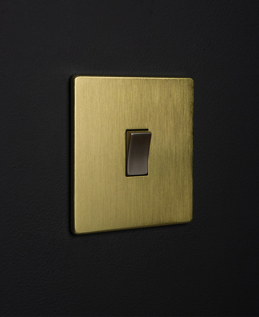 Rocker Light Switch Gold - Available with 4 Different Rocker Colours