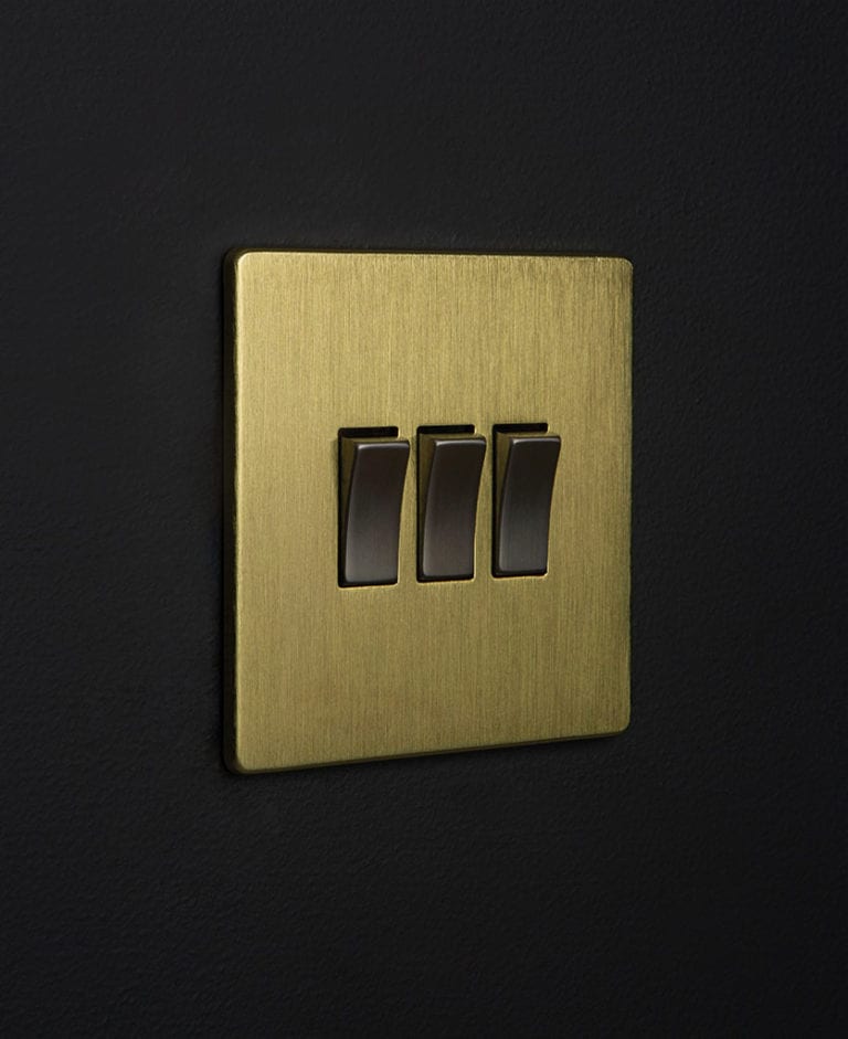 Triple Light Switch Gold - Available with 4 Different Rocker Colours