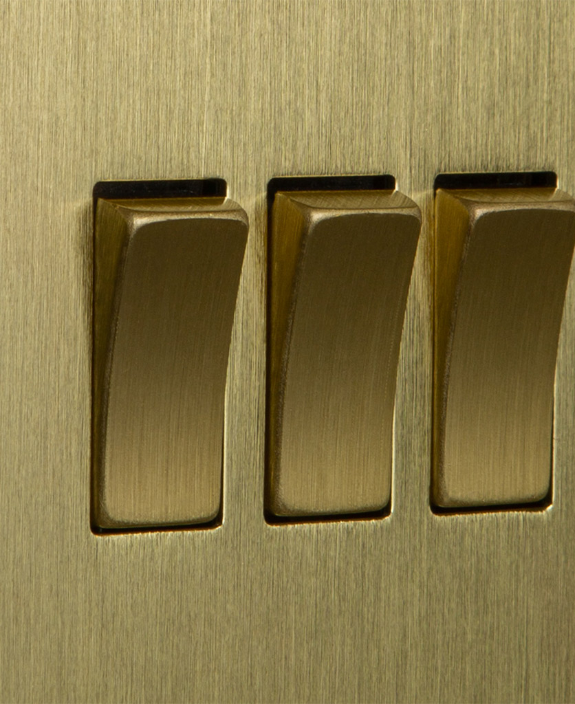 Triple Light Switch Gold - Available with 4 Different Rocker Colours