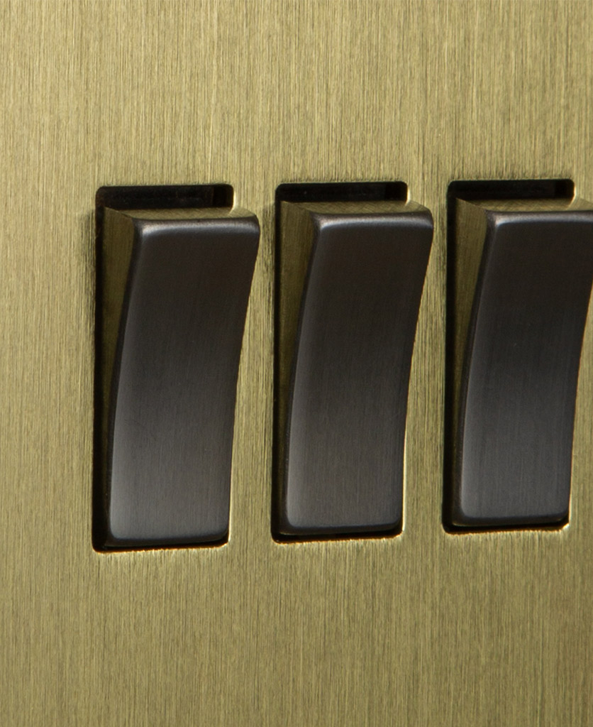 Triple Light Switch Gold - Available with 4 Different Rocker Colours