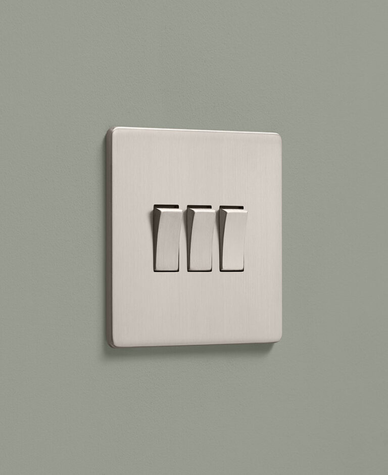 3 Gang Light Switch - Silver Triple Rocker Light Switch