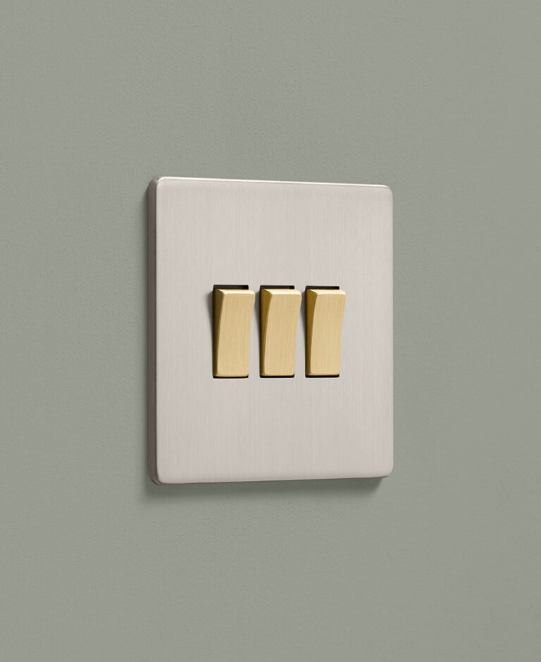 3 Gang Light Switch - Silver Triple Rocker Light Switch