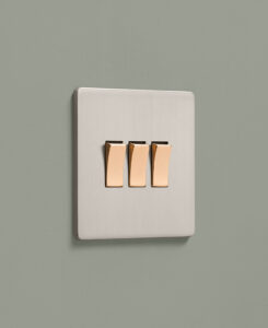 3 Gang Light Switch - Silver Triple Rocker Light Switch