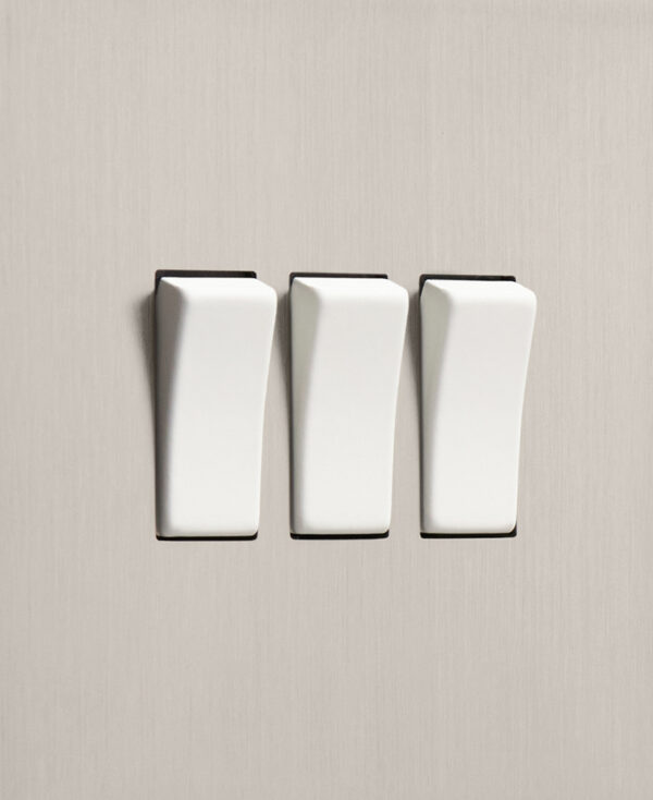 3 Gang Light Switch - Silver Triple Rocker Light Switch