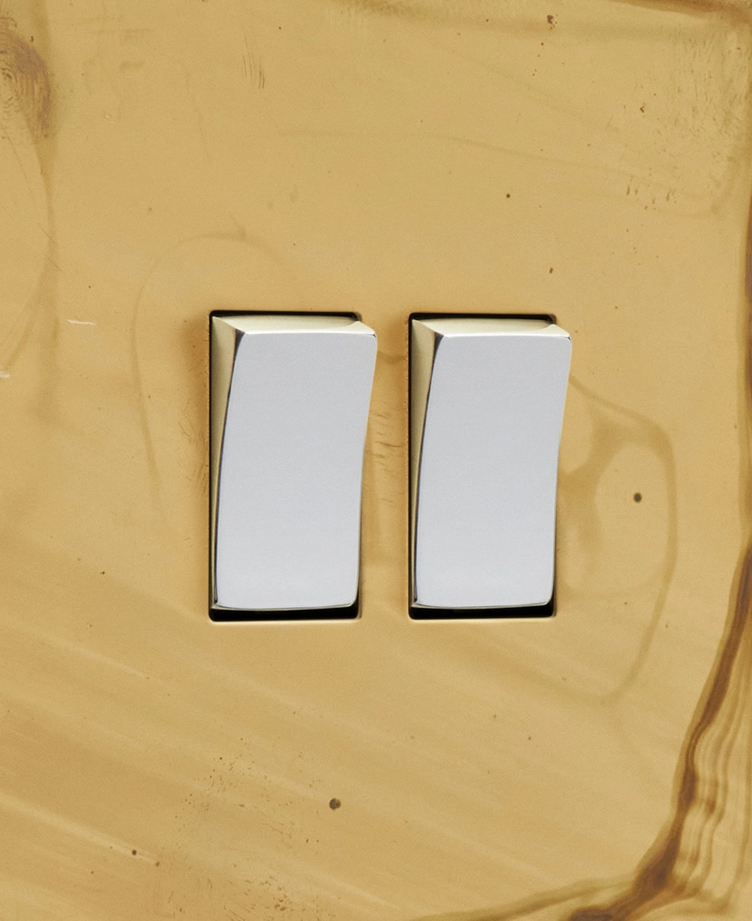 2 Gang Light Switch - Smoked Gold Double Rocker Switch