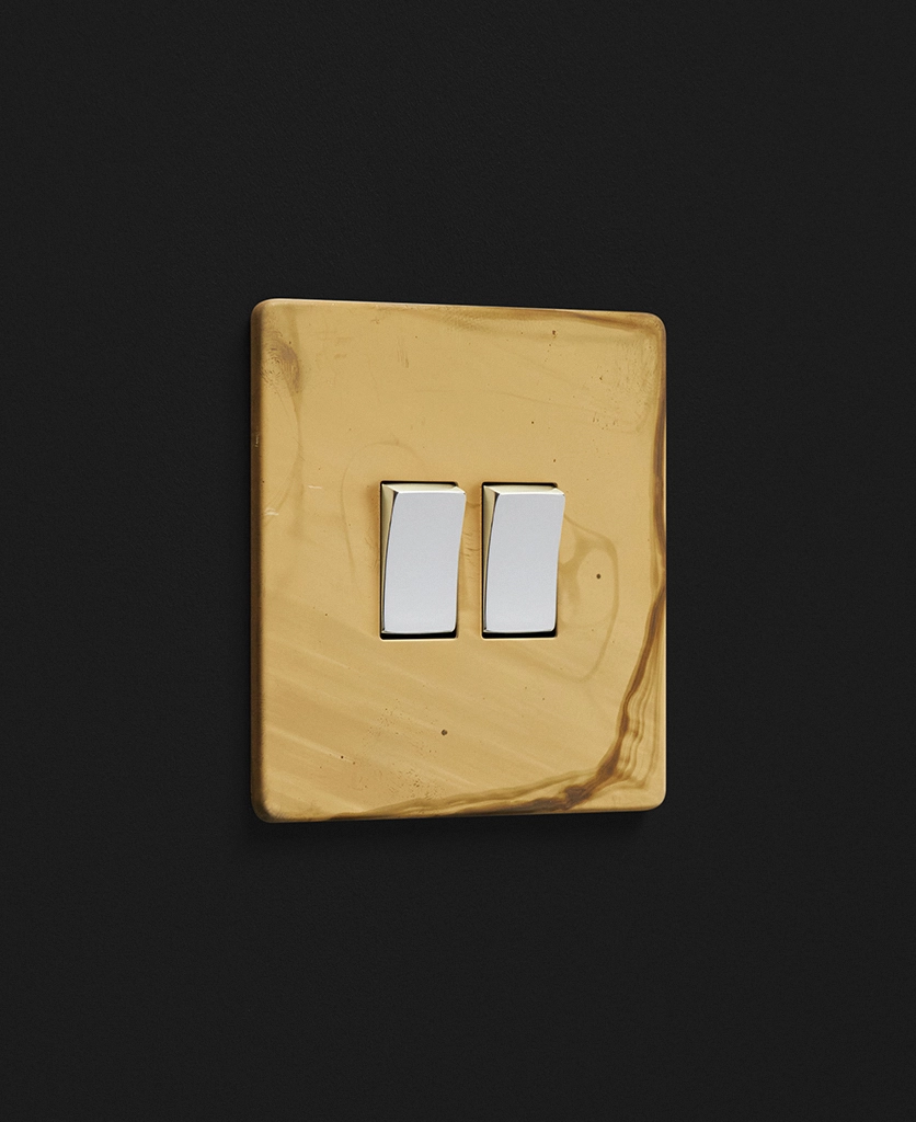 2 Gang Light Switch - Smoked Gold Double Rocker Switch