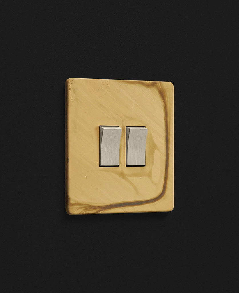 2 Gang Light Switch - Smoked Gold Double Rocker Switch