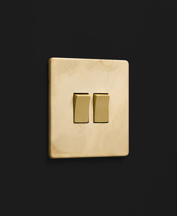 2 Gang Light Switch - Smoked Gold Double Rocker Switch