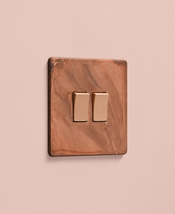 Tarnished Copper Light Switch - Double Rocker Switch