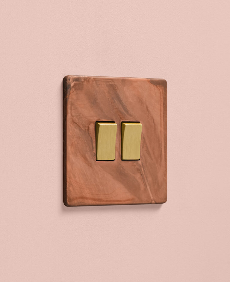 Tarnished Copper Light Switch - Double Rocker Switch