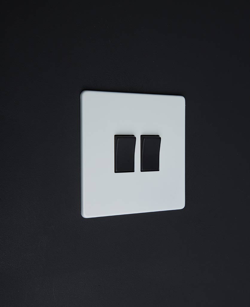 Double Rocker Switch White - Available with 4 Different Rocker Colours