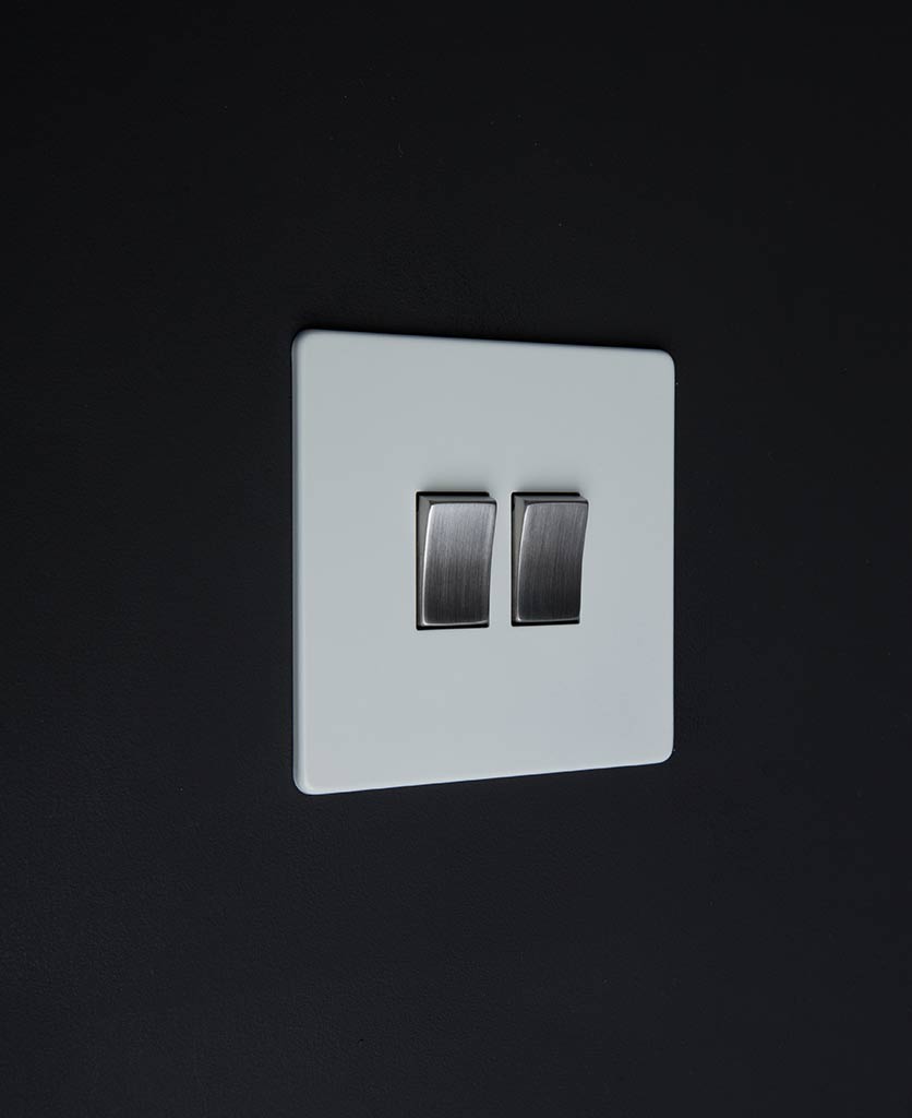 Double Rocker Switch White - Available with 4 Different Rocker Colours