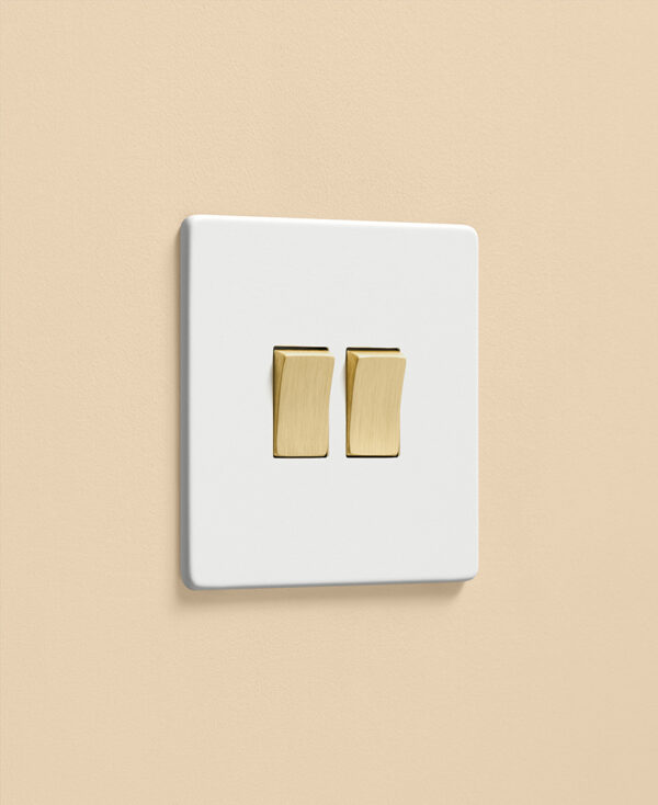 White Double Rocker Switch | Matt White 2 Gang Light Switch