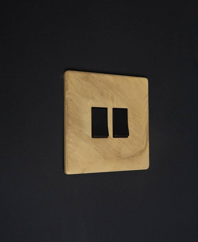2 Gang Light Switch - Smoked Gold Double Rocker Switch