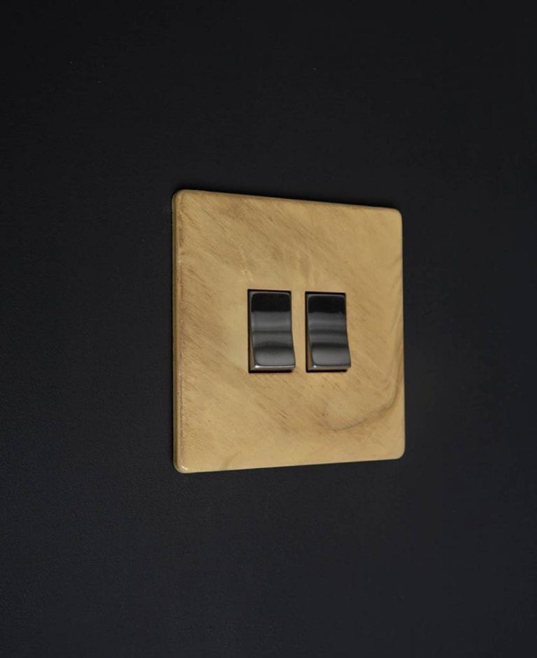 2 Gang Light Switch - Smoked Gold Double Rocker Switch
