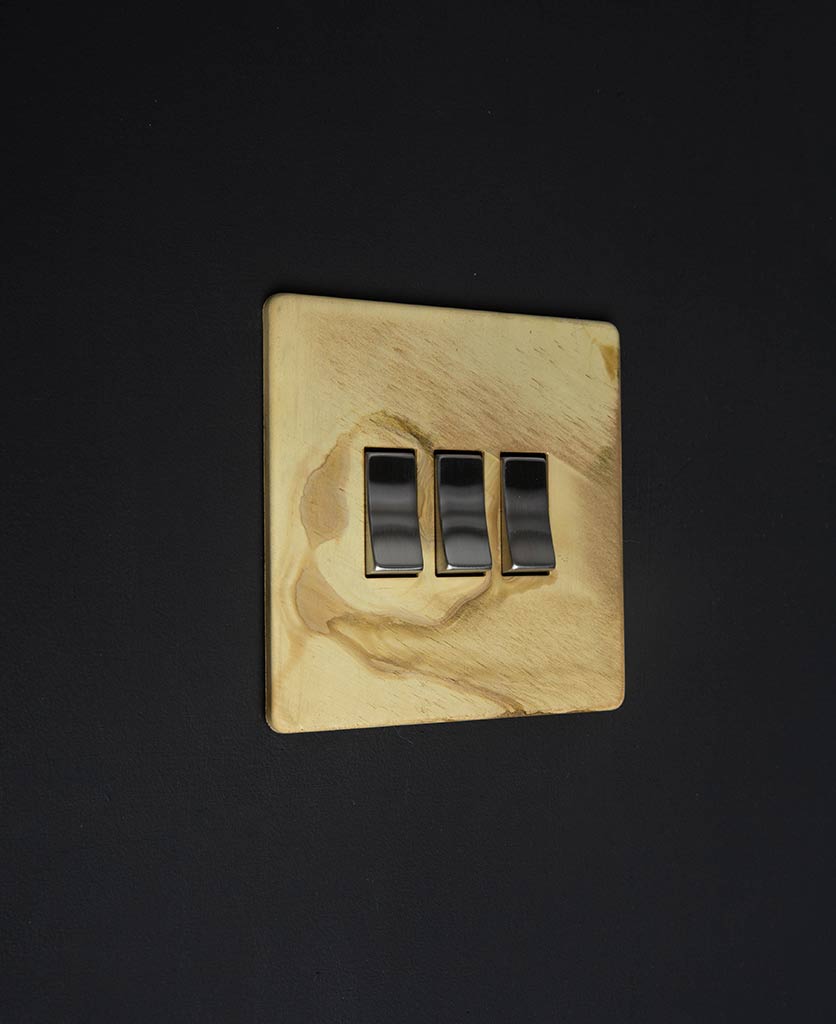 3 Way Rocker Switch - Smoked Gold Triple Switch