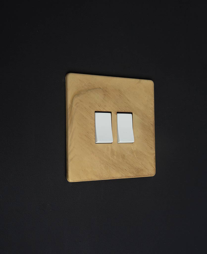 2 Gang Light Switch - Smoked Gold Double Rocker Switch