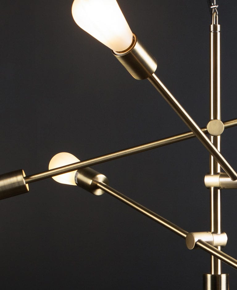 Trikonansana Brass 3 Arm Ceiling Light | Dowsing & Reynolds