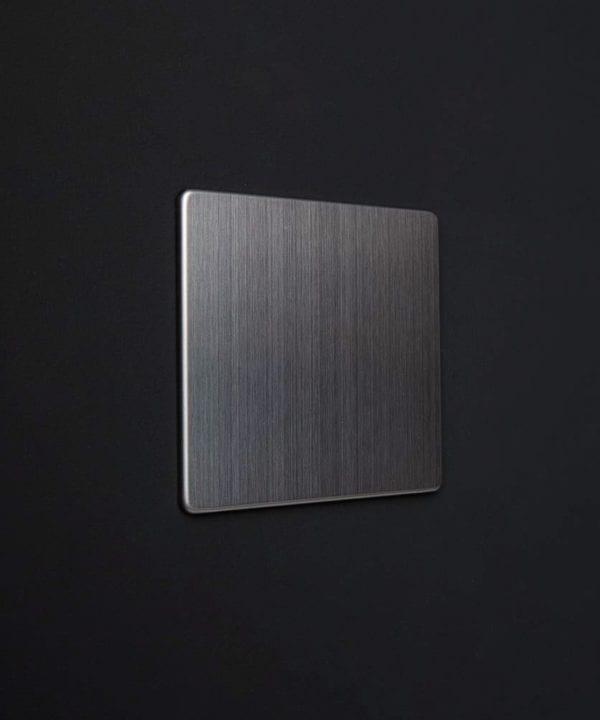 Socket Cover Silver - Brushed Steel Double Blank Fascia