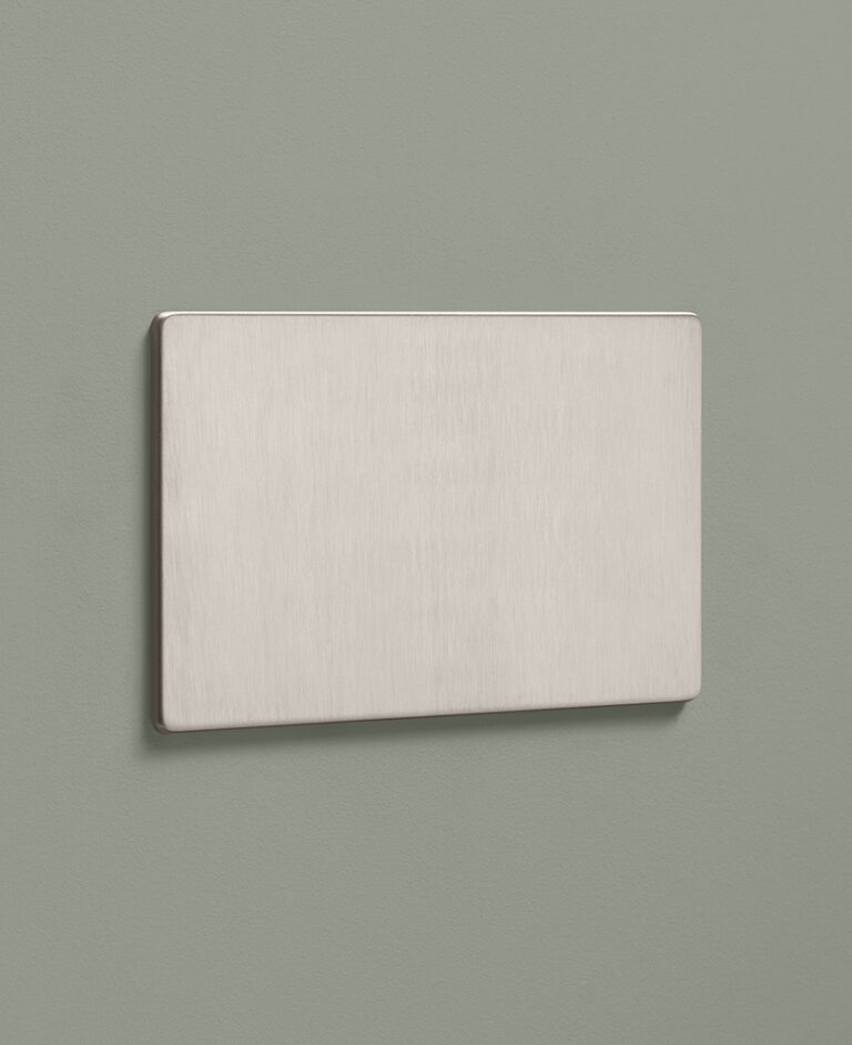 Socket Cover Silver - Brushed Steel Double Blank Fascia