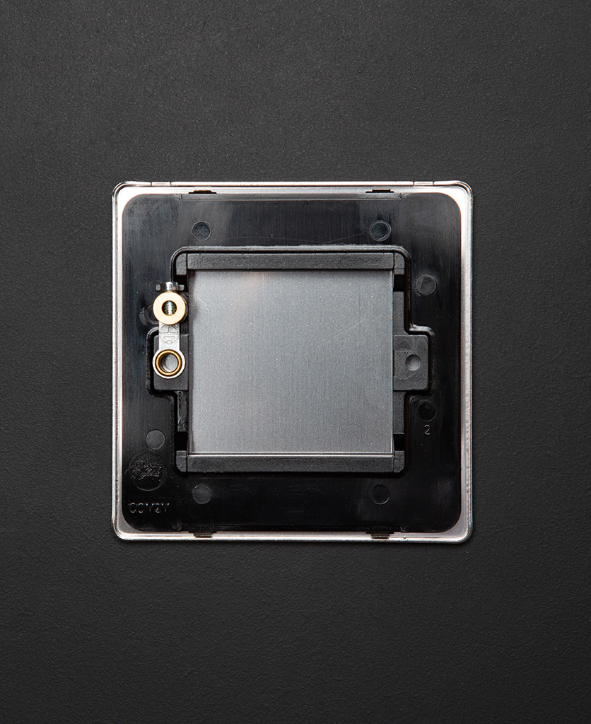 Socket Cover Silver - Brushed Steel Double Blank Fascia