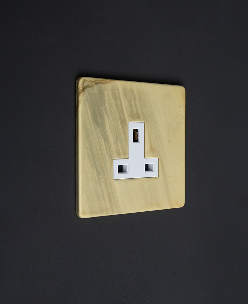 Metal Plug Socket - Smoked Gold Single Unswitched Socket