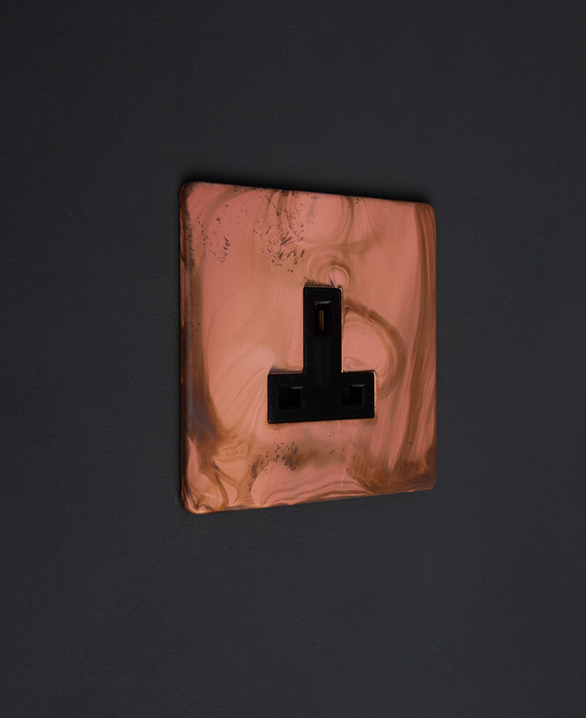 Copper Sockets - Tarnished Copper Single Unswitched Socket