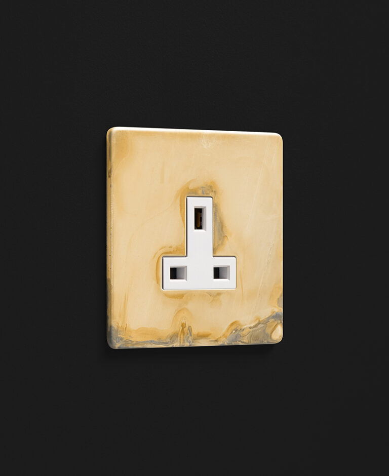 Metal Plug Socket - Smoked Gold Single Unswitched Socket