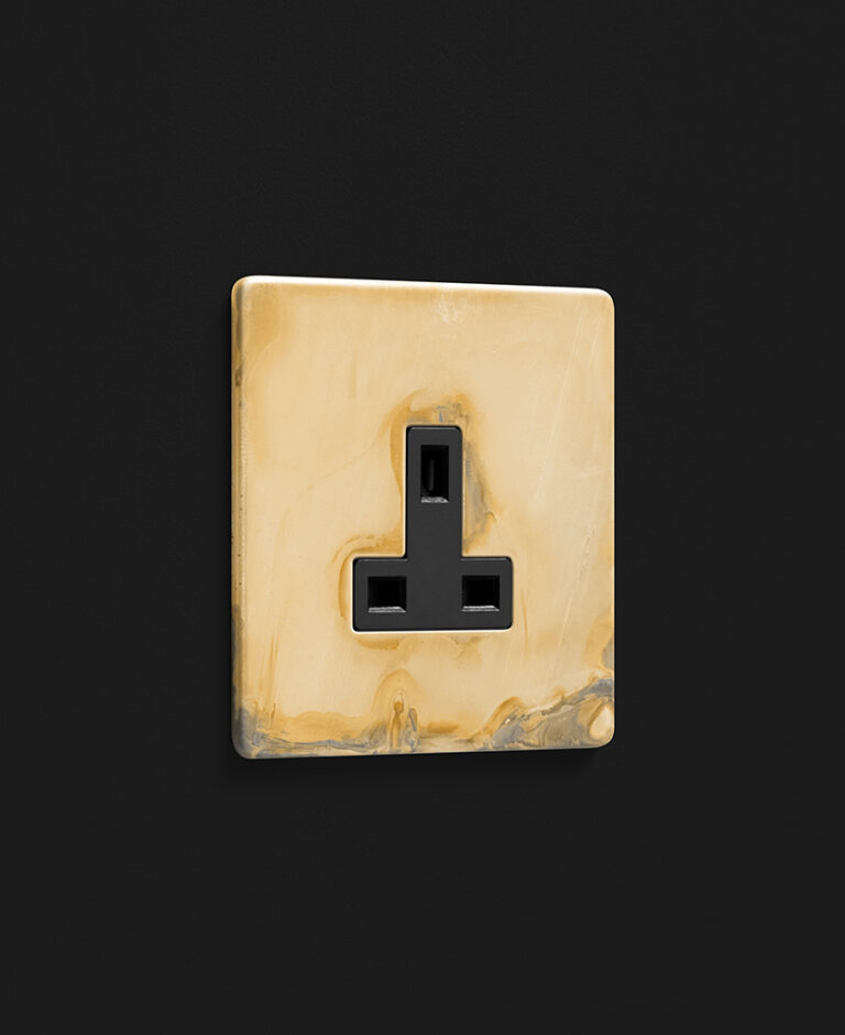 Metal Plug Socket - Smoked Gold Single Unswitched Socket