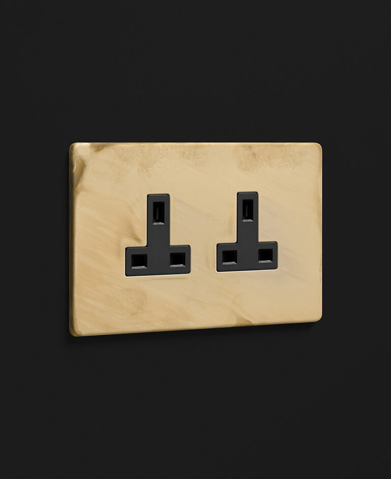 Electric Plug Sockets - Smoked Gold Double Unswitched Socket