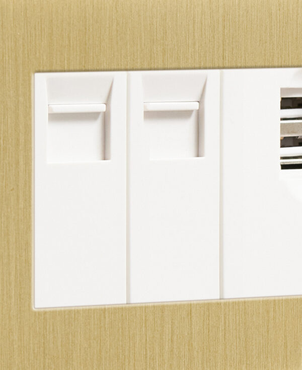 Gold Quad Data Port Socket with Black or White Inserts