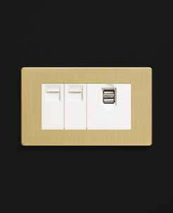 Gold Quad Data Port Socket with Black or White Inserts