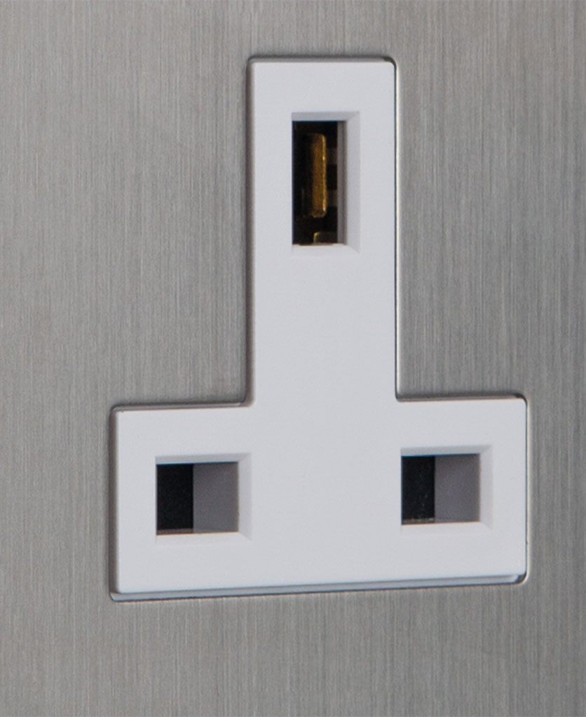 Silver Plug Sockets - Brushed Steel Unswitched Socket