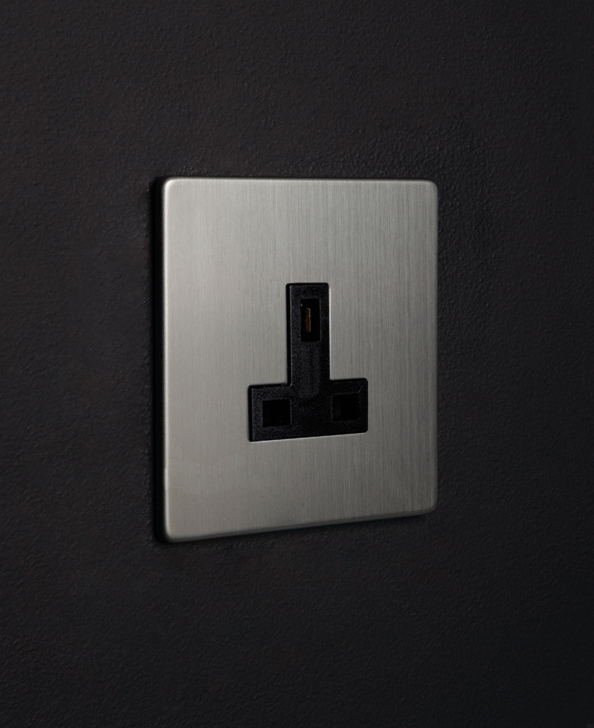 Brushed Silver Sockets - With Choice of Black or White Insert
