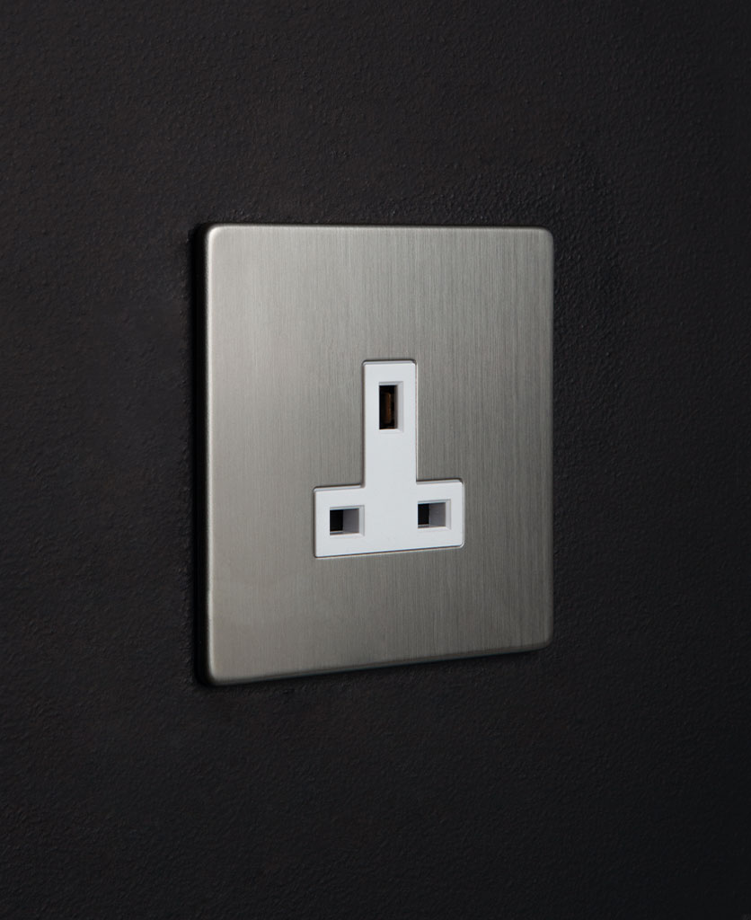 Brushed Silver Sockets - With Choice of Black or White Insert