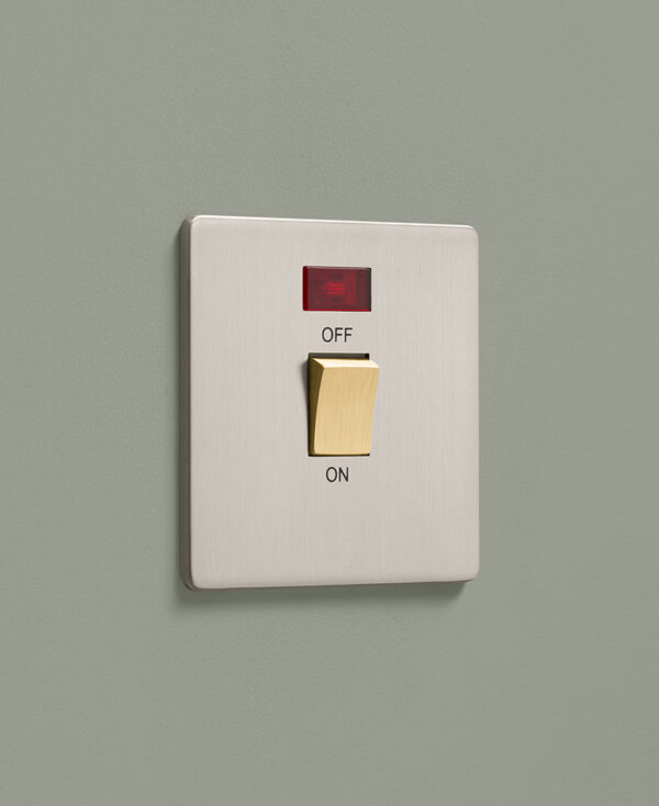 Silver 20A Double Pole Switch with Neon Power Indicator