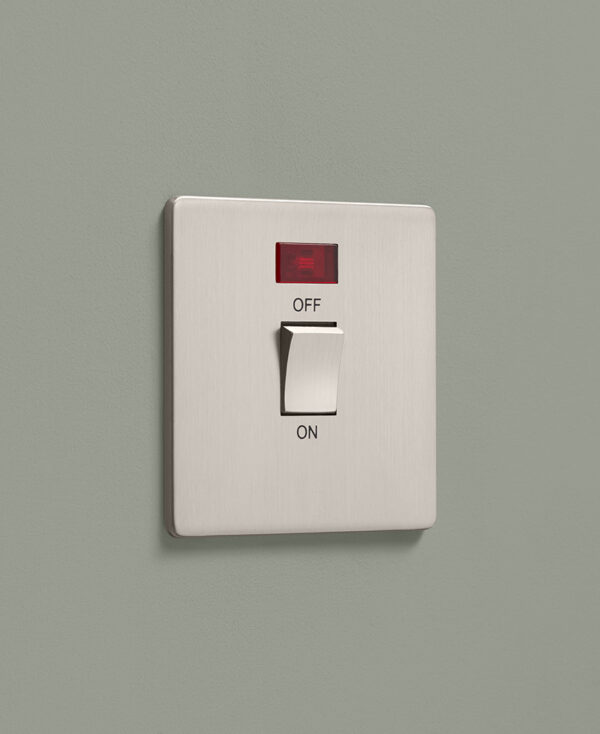 Silver 20A Double Pole Switch with Neon Power Indicator