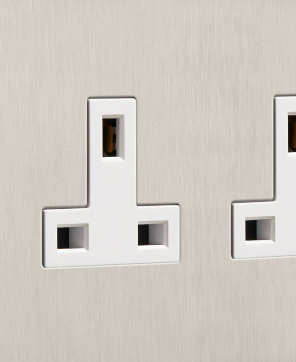 Silver Plug Sockets - Brushed Steel Unswitched Socket