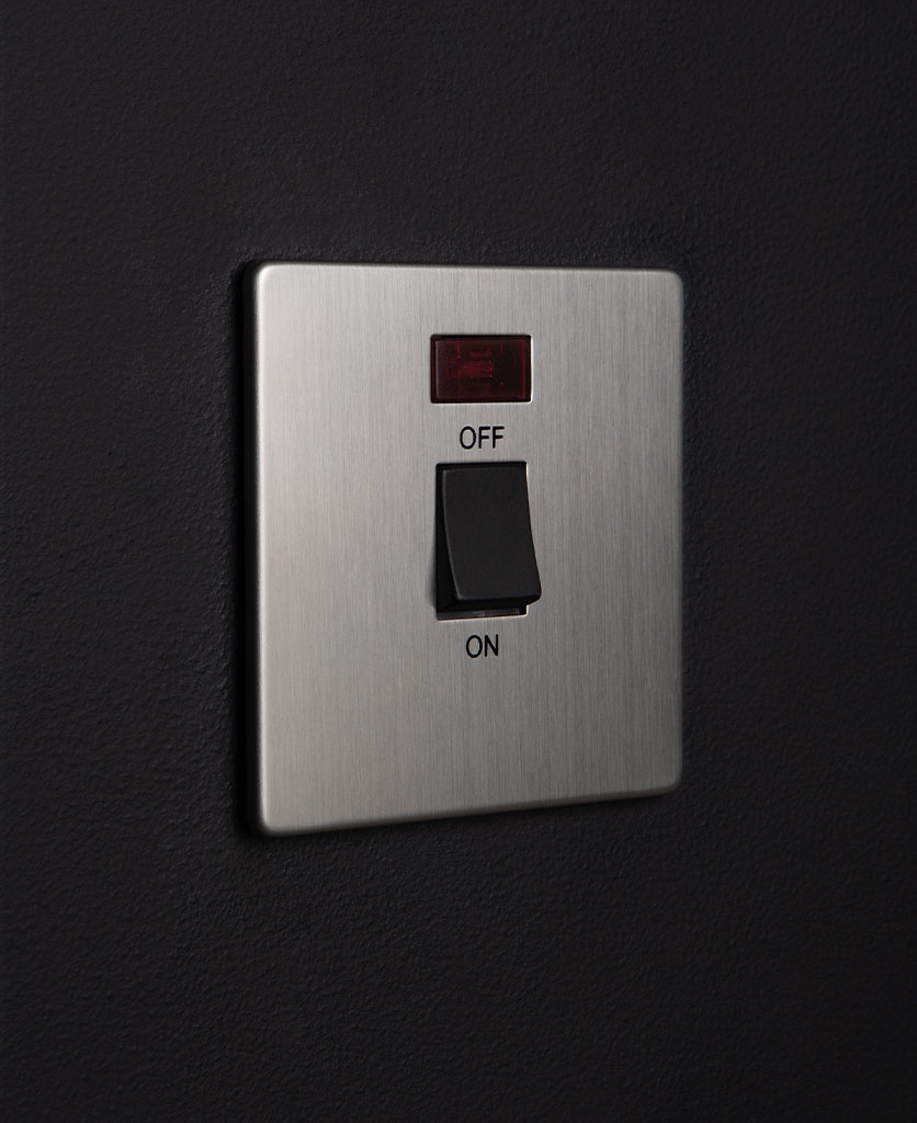 Silver 20A Double Pole Switch with Neon Power Indicator