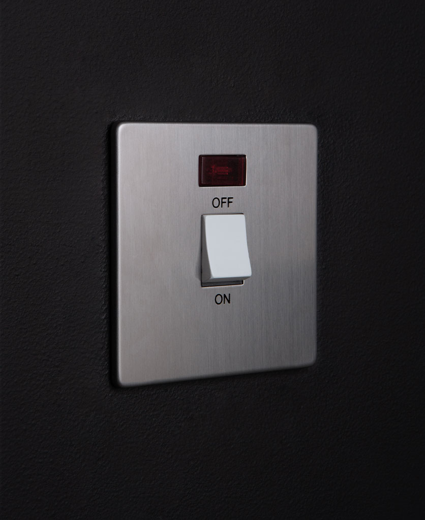 Silver 20A Double Pole Switch with Neon Power Indicator