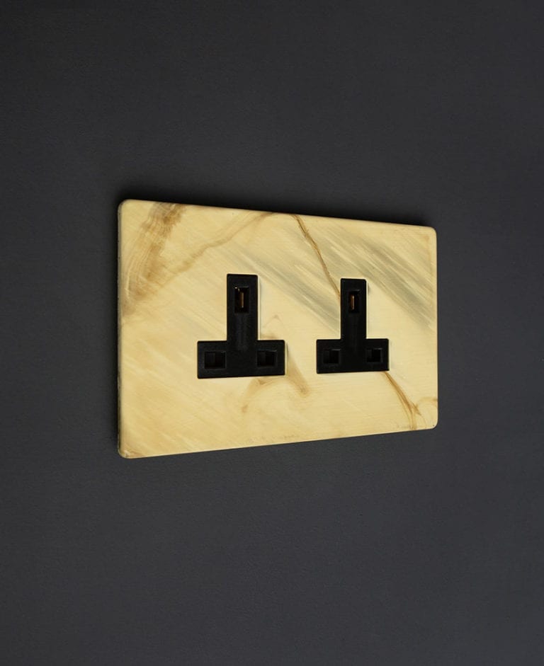 Electric Plug Sockets - Smoked Gold Double Unswitched Socket
