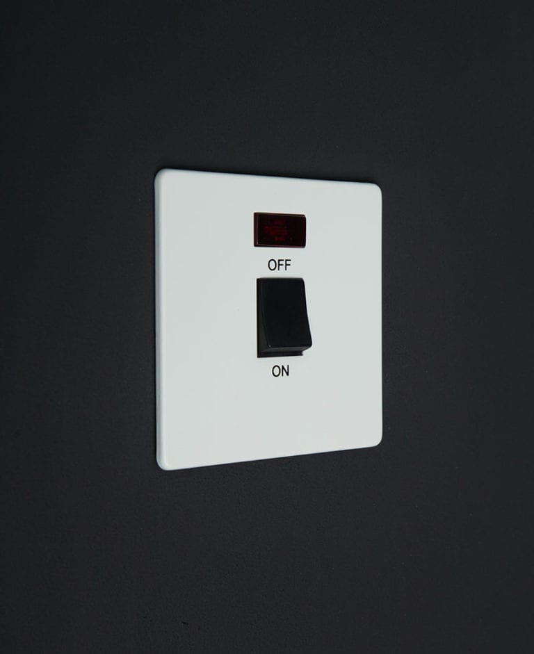 White 20A Double Pole Switch with Neon Power Indicator