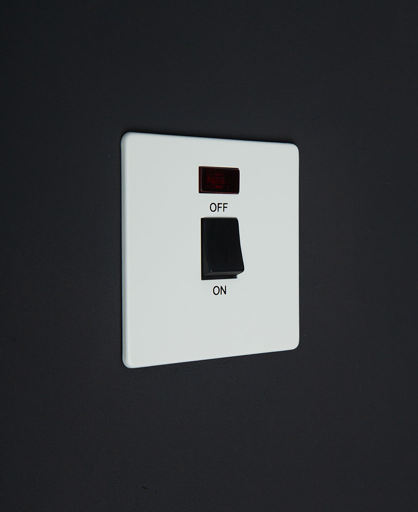 White 20A Double Pole Switch with Neon Power Indicator