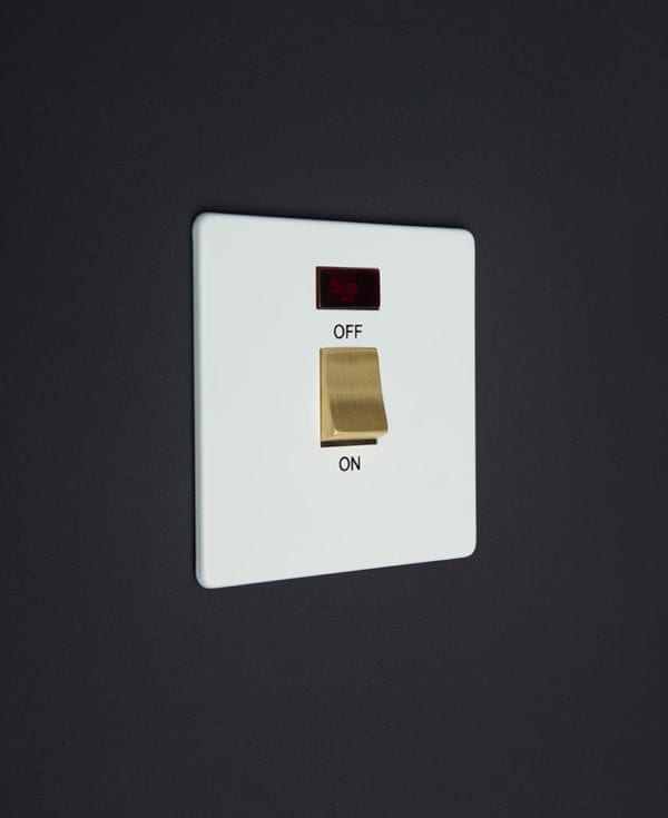 White 20A Double Pole Switch with Neon Power Indicator