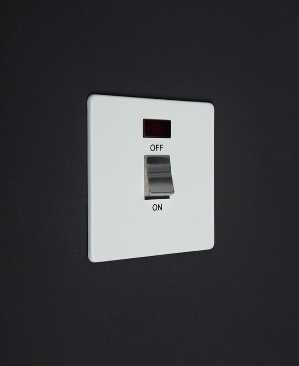 White 20A Double Pole Switch with Neon Power Indicator