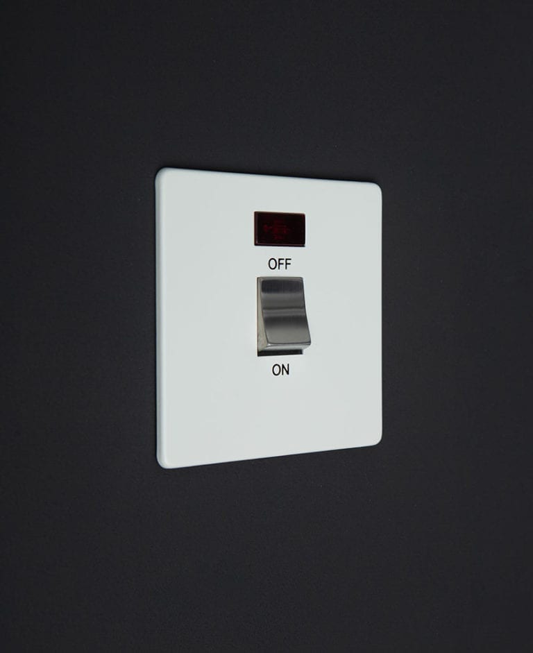 White 20A Double Pole Switch with Neon Power Indicator